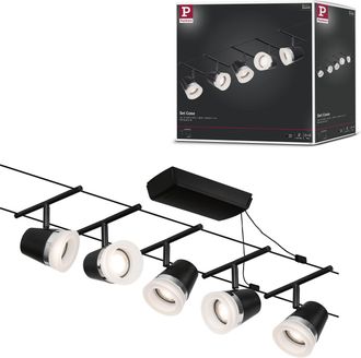 Paulmann 94463 CorDuo Seilsytem Set Cone DC max. 5x10 Watt erweiterbar Schwarz matt Drahtseil Kunststoff GU5,3 Drahtseilsystem ohne Leuchtmittel