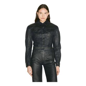 MUGLER Waxed Denim Jacket - - Jackets - Damen - Schwarzk - 2XS
