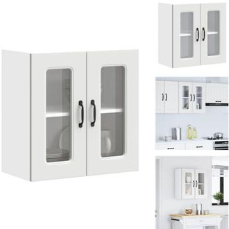 vidaXL K&uuml;chen-H&auml;ngeschrank mit Glast&uuml;r Kalmar Wei&szlig; Holzwerkstoff - K&uuml;chen-Wandschrank - K&uuml;chen-Wandschr&auml;nke - Wandschrank K&uuml;che - K&uuml;chenschrank
