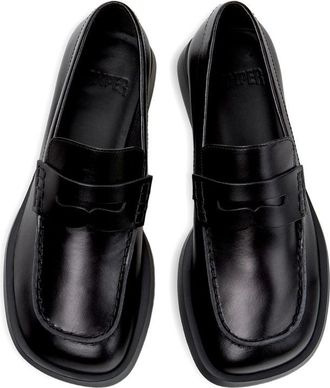 Camper Calf Leather Penny Loafer - Black