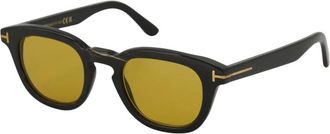 Tom Ford unisex, Accessoires, Noir, Taille: 48 MM Lunettes de soleil classiques noires en corne