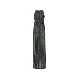 Missoni Femme, Robes, Vert, Taille: 38 FR Robe Longue Longue en Maille Ray&eacute;e &agrave; Sequins