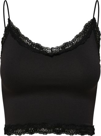 Only Damen Onlvicky Lace Seamless Cropped Top Noos, Schwarz,S-M