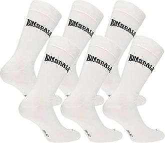 Lonsdale 6 paires de chaussettes courtes, mi-mollet, excellente qualité de coton mercerisé (Blanc, 39-42)