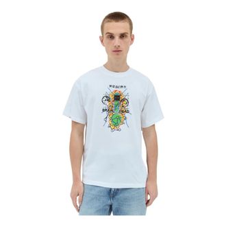 Brain Dead Homme, Tops, Blanc, Taille: S T-shirt en coton à imprimé graphique
