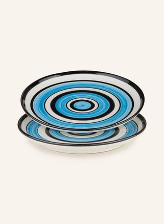 Les-Ottomans 2er-Set Dessertteller Circles blau