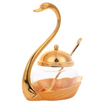 Cabilock Schwan Gew&uuml;rzglas Aus Zinklegierung Und Glas Dekorative Zucker Und Salzvorratsdose F&uuml;r K&uuml;che Und Essbereich Kreatives Design F&uuml;r Familienfeiern Und Pa