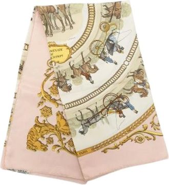 Herm&egrave;s &Eacute;charpe La Promenade De Longchamps doccasion - Femme - Pre-owned - Rose - Taille: ONE Size
