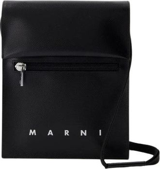 Marni Homme, Sacs, Noir, Taille: ONE Size Sac Bandouli&egrave;re Noir en Mati&egrave;re Synth&eacute;tique