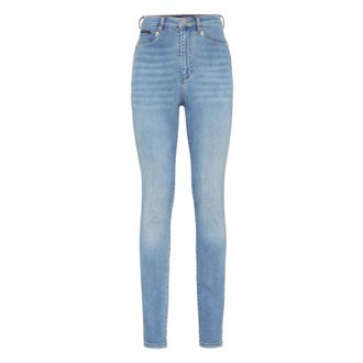 Philipp Plein Crystal Skull Denim Super High Waist Jegging - - Jeans - Damen - Blau - W29