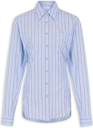 Paco Rabanne Femme, Blouses et Chemises, Bleu, Taille: 34 FR Chemise Ray&eacute;e en Popeline de Coton