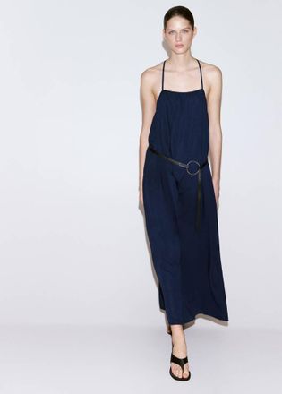 Mango Lyocell-Kleid mit offenem R&uuml;cken dunkelblau - Damen - S - MANGO