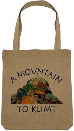 Fabulous Sac Shopping Tote Bag Aspect Lin - A mountain to Klimt Jeu de Mot Humour Art - Sac de Courses Toile Epaisse 360g Beige Naturel Cabas Port&eacute; Epaule Soli