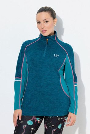 Ulla Popken T-Shirt Funktionsshirt Slim Stehkragen Zipper Langarm