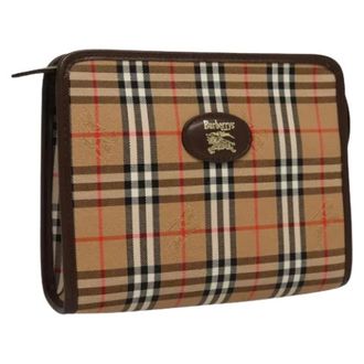 Burberry Pochette en Toile Pre-owned - Femme - Pre-owned - Beige - Taille: ONE Size