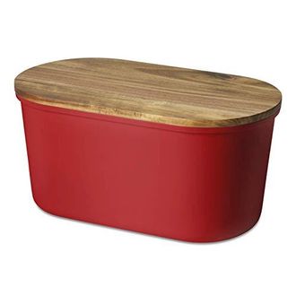 Echtwerk Boîte à pain FRESH, boîte à pain en mélamine, rangement à pain, boîte à pain avec couvercle, planche à découper en bois dacacia, pour 1 kg de pain, ro