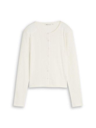 Tom Tailor Langarmshirt T-Shirt Pointelle Cardigan mit Knopfleiste