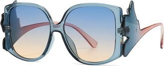 Generic Lunettes de soleil colorées tendance pour femmes rétro jambes uniques dégradées nuances UV400 hommes tendance lunettes de soleil, thé bleu bleu, One 2