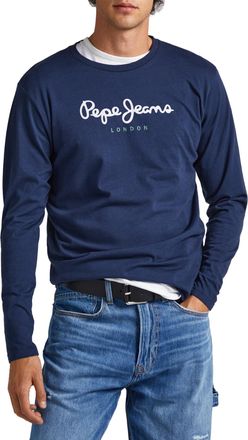 Pepe Jeans London Herren Eggo Long T-Shirt, Marineblau, XXL