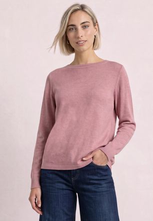 Street One Strickpullover STREET ONE, Damen, Gr. 34, rosa (vintage blush meliert), Web, 60% Viskose, 40% Baumwolle, unifarben, regular fit normal, U-Boot-Ausschn