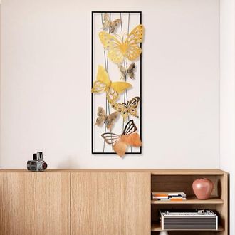 Hanah Home Handmade Decorative Metal Wall Accessory, 32 x 90 x 4 cm | 100% Metal, Unique Hand-Painted Design | Perfect for Home Decor, Adds Elegance & Style
