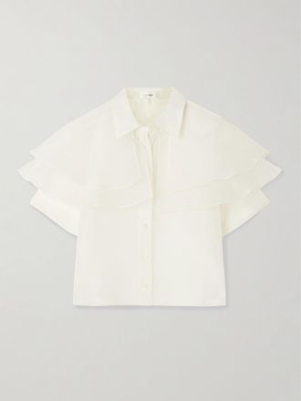 Frame Denim Mehrlagige Bluse Aus Seidenorganza Mit Cape-effekt - Creme