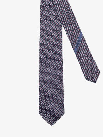 Ferragamo Mens Silk Tie Intreccio Blue Ties & Bow