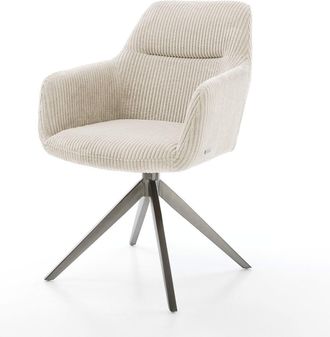 DELIFE Drehstuhl Pejo-Flex Cord Beige Kreuzgestell breit Graphit 360° drehbar Wippfunktion Taschenfederkern, Esszimmerstühle