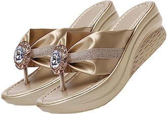 Frcolor Sandales Femme Bling à Tongs de Plage à Semelle Épaisse Antidérapante Chaussures Dété Confortables et Élégantes pour et