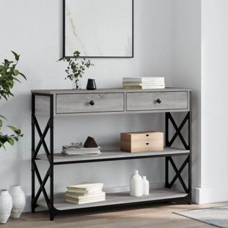 vidaXL Vidaxl - Table console sonoma gris 100x28x75 cm en bois ding&eacute;nierie - Design moderne avec pieds r&eacute;glables - Fixation murale incluse