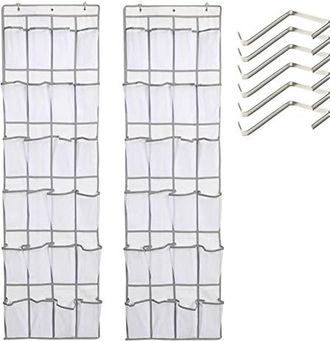 Generic 2 pièces 24 grands sacs en maille sac de rangement arrière de porte organisateur de chaussures au-dessus de la porte étagère à chaussures étagère blan