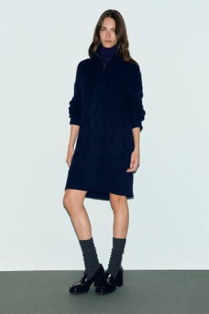 Gerard Darel Robe &agrave; torsades et col camionneur en laine - CRYSTAL - Marine