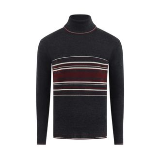 Dolce & Gabbana Pull en Laine Col Roul&eacute; Noir/Rouge - Homme - Pulls - Noir - Taille: XL