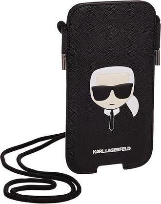Karl Lagerfeld Karl Lagerfeld KLHCP12MOPHKHK Sac de rangement Noir Saffiano Ikonik Karls Head 6,1