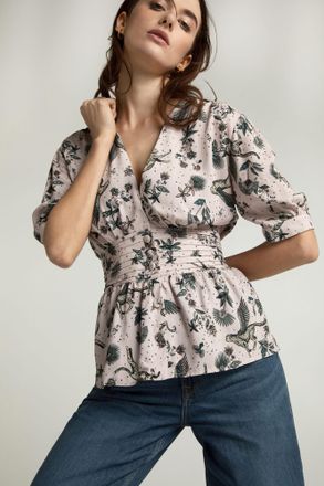 Lovjoi Damen vegan Bluse Lillmor Tropic Cheetah Hellrosa