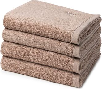 ROSS 4 teiliges Frottier-Set - Vita (4 X Handtuch im Set) - 520 g/m2 - Baumwolle - Walkfrottee - saugstark - weich und flauschig - Cappuccino