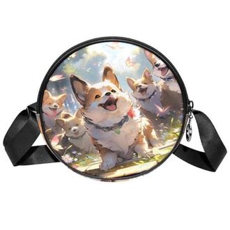 Generic Sac &agrave; bandouli&egrave;re rond pour femme, petit sac &agrave; bandouli&egrave;re avec fermeture &eacute;clair, bretelles r&eacute;glables, sac &agrave; main rond d&eacute;contract&eacute; pour femmes et fill