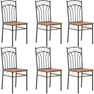 vidaXL Chaises &agrave; manger lot de 6 marron mdf Vidaxl