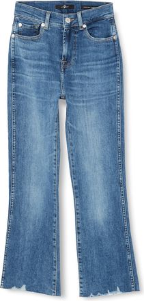 7 For All Mankind Damen Hw Slim Kick Slim Illusion With Worn Out Hem Jeans, Light Blue, 32W / 32L EU