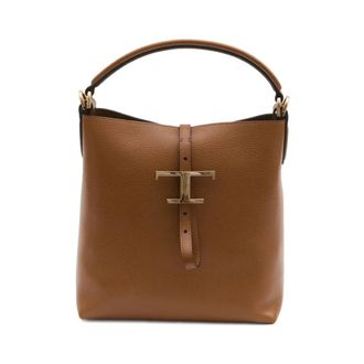 Tod's Braune Leder-Schultertasche mit Goldfarbenen Details - - Bags - Damen - Braun - ONE SIZE