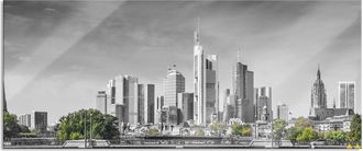 Pixxprint Glasbild Panorama, Wandbild aus Echtglas, Skyline von Frankfurt am Main, 120x50 cm, inkl. Aufhängung und Abstandshalter