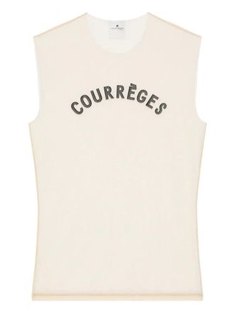 Courrèges haut sans manches à logo imprimé - Tons neutres