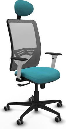 Piqueras y Crespo Verstellbarer Stuhl Zulema mit wei&szlig;en und schwarzen Armlehnen, h&ouml;henverstellbarer Lendenwirbelst&uuml;tze und festem Kopfteil, ausgestattet mit 3 Positione