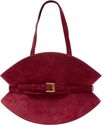 Balmain Femme, Sacs, Rouge, Taille: ONE Size Sac bandouli&egrave;re &eacute;ventail en daim