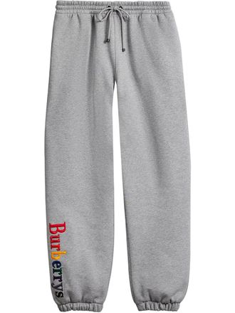 Burberry pantalon de jogging &agrave; logo brod&eacute; - Gris