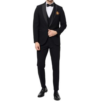 Bharnaba AB 213 3P Smoking Anzug - - Suits - Herren - Schwarzk - 3XL