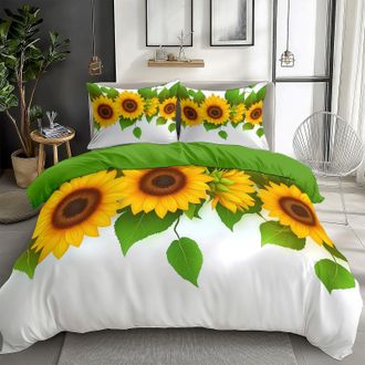 Generic Bettw&auml;sche-Sets 135 x 200 cm Sonnenblume Pflanzen Einfach Bettbezug Weiche und Angenehme Mikrofaser Allergiker, 2 Teilig Bettw&auml;sche mit Rei&szlig;verschluss