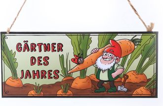 dio Only for You Schild Zwerg | Gärtner des Jahres | Gartenzwerg | Metallschild Hängedekoration Gartendeko | 30 cm