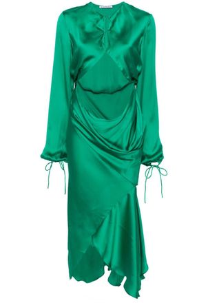 Acne Studios robe en soie &agrave; d&eacute;coupes - Vert