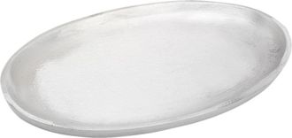 NKlaus Kerzenteller oval 20x11cm Aluminium silber matt Untertasse Tisch Dekoration Oberfläche glatt 10373